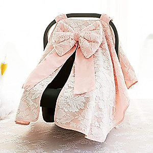 Baby Carseat Canopy Cover with Bow for Girls Boys with Bow Stroller and Cart Cover Carseat Nursing Cover for Newborn