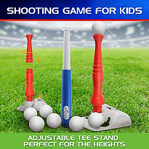 EagleStone T Ball Sets for Kids 3-5, 5-8, Tee Ball Set for Toddlers, Baseball Outdoor Toy Includes 6 Large Balls, Adjustable Teeball Batting Tee, Tball Games for Boys & Girls, Kids Ages 3-12 Years