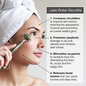 Ginger Chi Jade Roller - Anti-Aging Jade Therapy for Skin Care - Face Sculpting Tool for Eyes, Cheeks, Forehead - Jawline Shaper & Neck Roller - Face Roller is Part of The Gua Sha Facial Tools