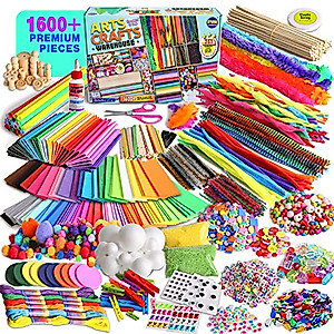 3 Layers Jumbo Arts and Crafts Supplies Warehouse, DevelopeByPlay 1600+ Premium Huge Ultimate Craft Materials Kit for Kids 4-8 Big Creative Activities Gift Large Stuff for Girls and Boys, 17.91Wx12.4L