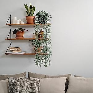 Sggvecsy Artificial Hanging Eucalyptus Plants Fake Hanging Plant 2 Pack Fake Potted Hanging Greenery Potted Hanging Eucalyptus for Home Indoor Outdoor Wall Garden Wedding Decor