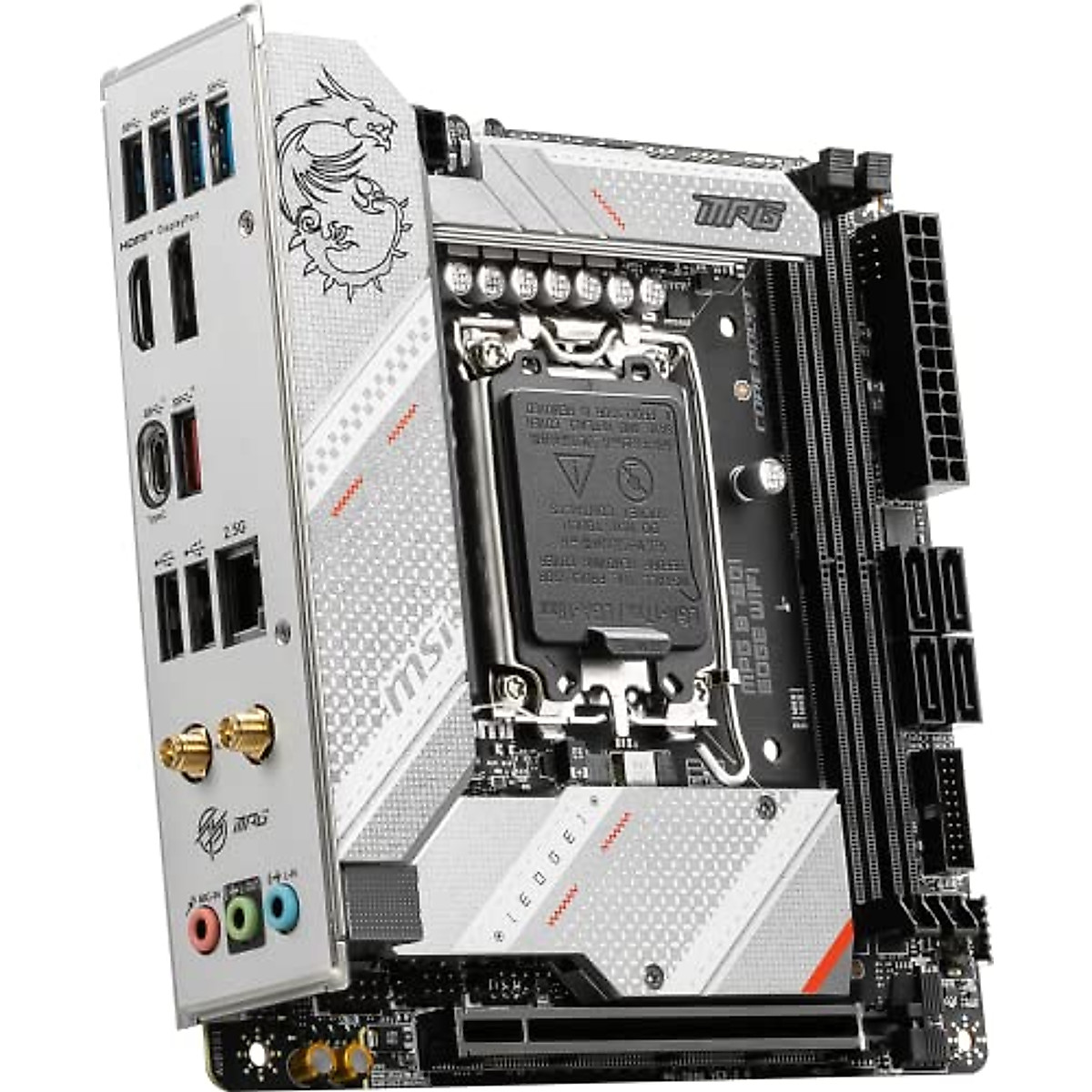 MSI MPG B760I Edge WiFi Gaming Motherboard (Supports 12th/13th Gen Intel Processors, LGA 1700, DDR5, PCIe 5.0, M.2, 2.5Gbps LAN, USB 3.2 Gen2, Wi-Fi 6E, Mini-ITX)