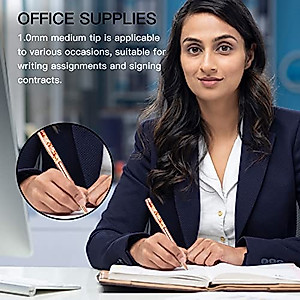 12 Pcs Rose Gold Pretty Pens Set, Super Cute Liquid Sand Glitter Pen Metal Ballpoint Pens Crystal Diamond Pen Girly Black Ink Gifts for Women Mother Daughter Birthday Wedding Office Supplies (12)