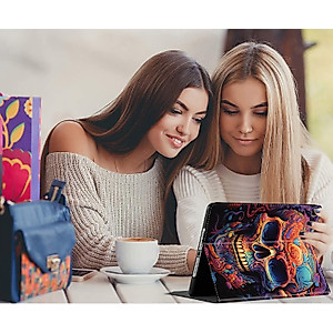 Case for iPad Pro 11 Inch 4th/3rd/2nd/1st Generation 2022/2021/2020/2018, Multi-Angle Smart Stand Cover Auto Sleep/Wake Fit iPad Air 4/5, Colorful Floral Skulls