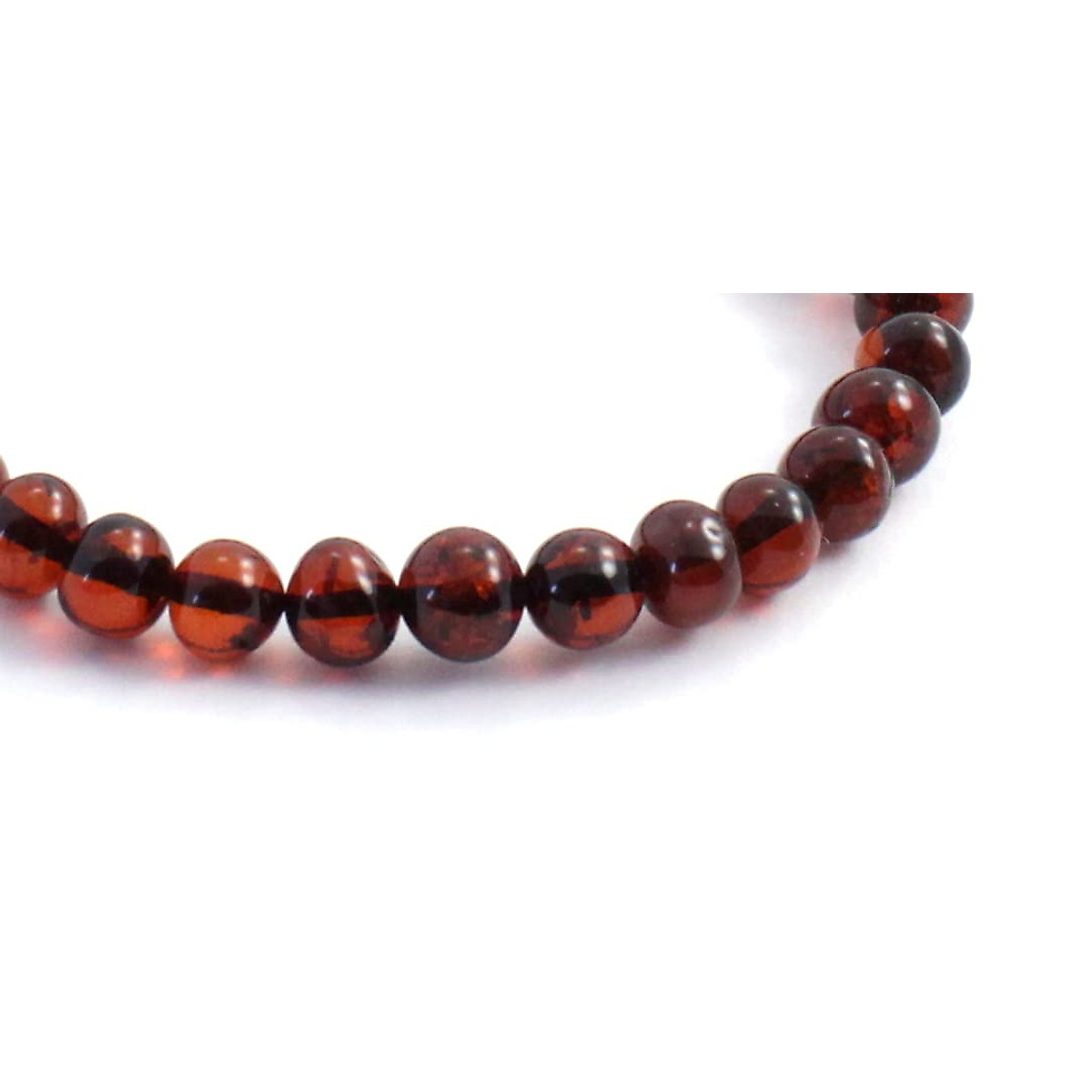 TipTopEco Baltic Amber Adult Stretch Bracelet for Men or Women - 6.3 Inches Long - Polished Beads (Cherry, 6.3 inches)