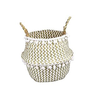 Kisangel Rattan Planter Baby Basket Laundry Basket for Baby Woven Plant Pot Nursery Baskets Cotton Storage Bucket Laundry Storage Baskets Cloth Storage Basket Room Basket Wicker Flowerpot