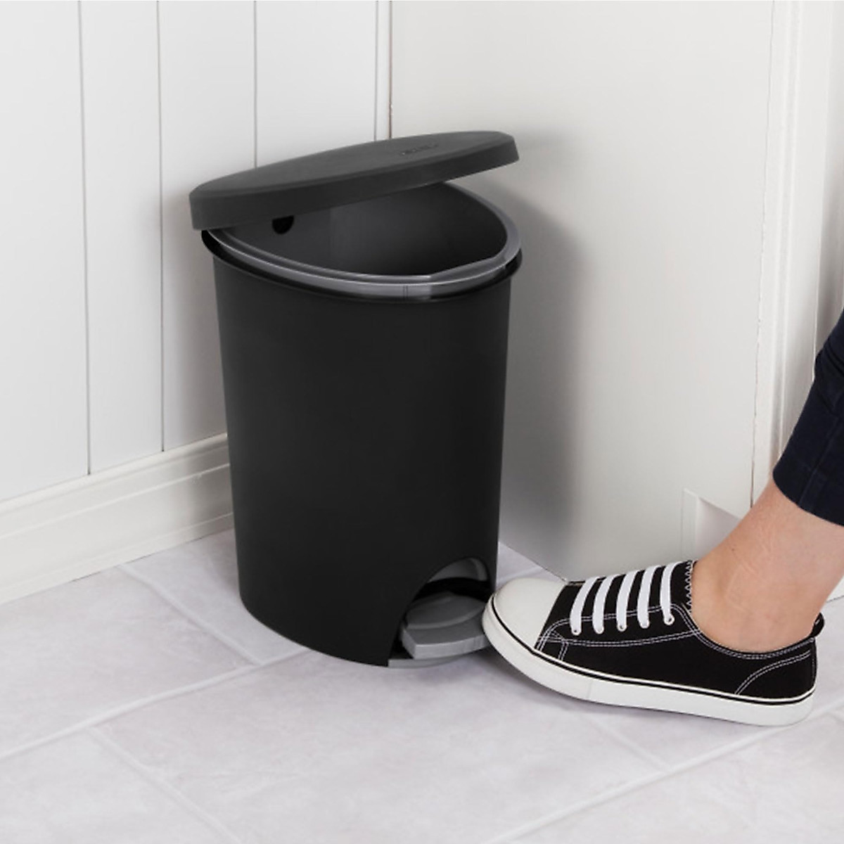 Sterilite 2.6 Gal./9.8 L Ultra StepOn Wastebaskets, 2.6 Gallon, Black