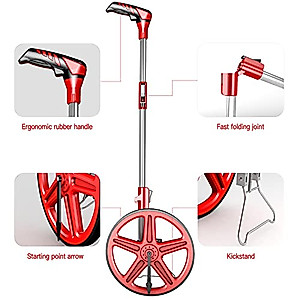 ZHJAN Distance Measuring Wheel in Feet and Inch,Collapsible with One key to Zero,Kickstand,Cloth Carrying Bag,Portable Measurement Wheel Professional engineering Road Measuring Tool
