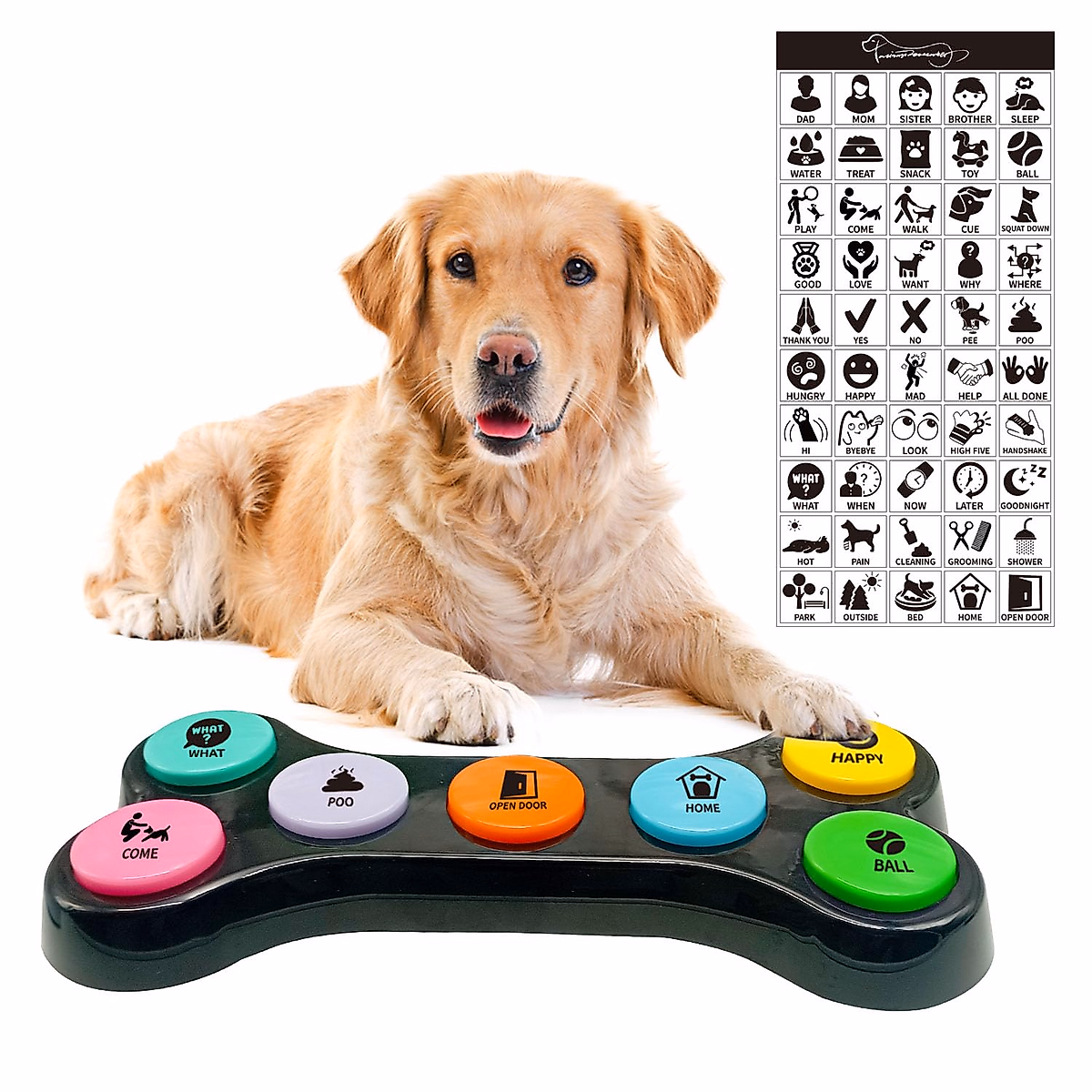Dog Buttons for Communication with Sticker,7 in 1 Voice Recording Button,Dog Talking Buttons,Pet Buttons,Dog Training & Behavior Aids,Train Your Dog to Voice What They Want