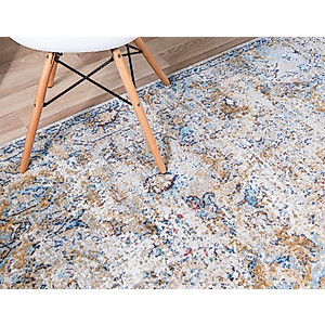 Unique Loom Augustus Collection Rustic Traditional, Bohemian Area Rug, 3' 3" x 5' 3", Tan/Blue