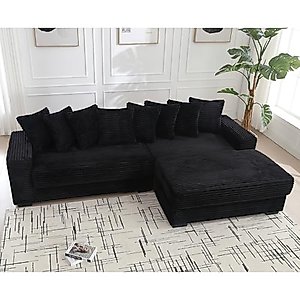 Verfur Luxe Oversized Two-Piece Sectional Couches for Living Room, 111-Inch L Shaped Corner Sofa with Extra Wide Chaise, Upholstered with Corduroy Fabric, Right Facing