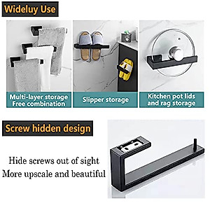 JOPOFI 8" Rectangular Hand Towel Holder - SUS 304 Stainless Steel Modern Design Hand Towel Rack, Contemporary Hand Towel Ring Holder Wall Mounted - Matte Black