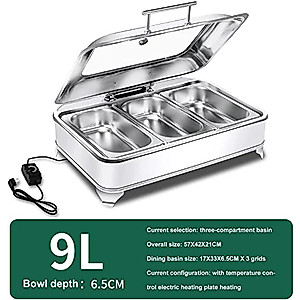 ANSNAL Buffet Server Food Warmer, 9L Commercial Hot Pot Buffet Set, Electric Plate Warmers to Keep Food Warm, Buffet Equipment for Kitchen & Dining, Rectangular(Size:1/3)