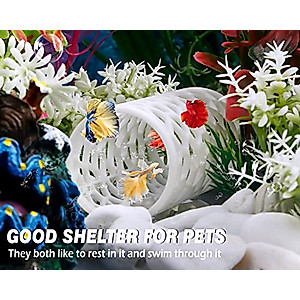 Abizoo Betta Fish Tank Accessories,Betta Bed Tunnel Cave Soft Edges for Delicate Fins, Betta House Shrimp Pleco Hide Resting Tube Siamese Fighting Fish Corner Moss Ledge for Aquarium Betta Hammock