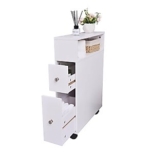Ceredeme Small Bathroom Storage Cabinet, Toilet Paper Holder with Slide Out Drawers for Small Space, Narrow Floor Bathroom Organizer Next to Toilet