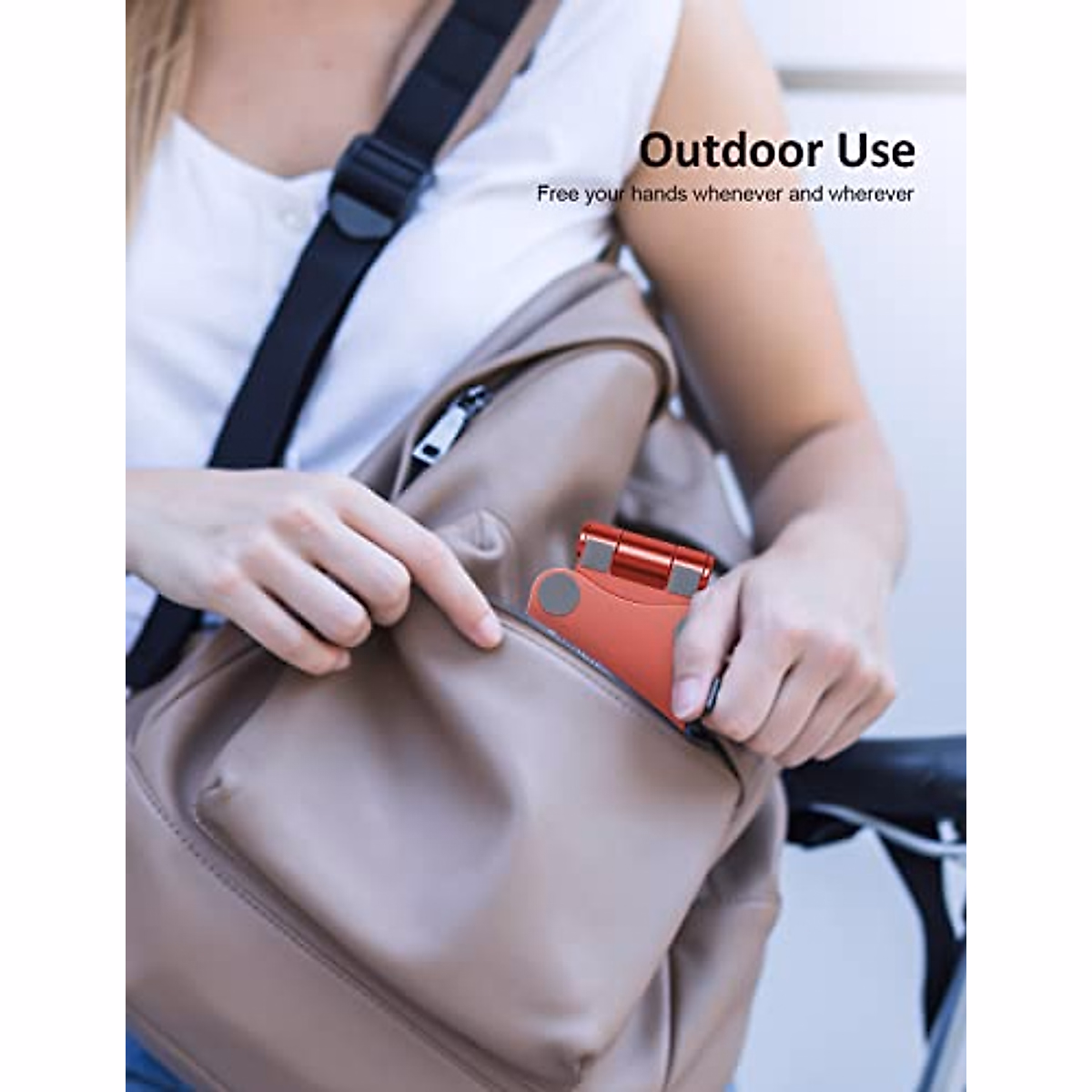 Tobeoneer Foldable Cell Phone Stand - Desk Phone Holder, Adjustable Alluminum Dock for iPhone 14 13 12 11 Pro XR XS Max 8 7 6 6s Plus Mini iPad Tablet (Red)