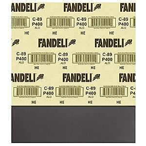 Fandeli | Waterproof Sandpaper | 400 Grit | 25 Sheets 9'' x 11'' | For for Plastic, Lacquer, Varnish, and Pain | Water Resistant