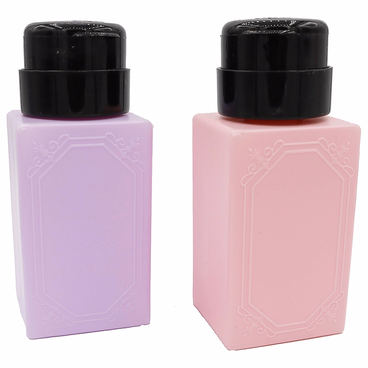 naildrobe 2 PACK One- Touch Pump Dispenser Bottles for Acetone, Rubbing Alcohol, Toner, Makeup Remover, etc (includes 2 colors, total 2 Pack)