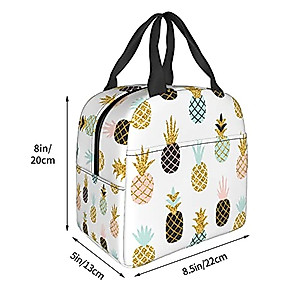 Echoserein Cute Pineapple Stylish Glitter Lunch Bag For Women Girls Insulated Lunch Box Reusable Lunchbox Waterproof Portable Lunch Tote