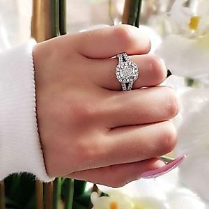 2.3 Carat (ctw) Bridal Set 5A Cubic Zirconia engagement rings for women Platinum Plated Silver ring Cubic Zirconia rings -6