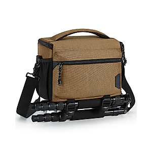 BAGSMART Camera Bag, Small Camera Case with Tripod Holder, Compact Camera Shoulder Bags for DSLR/SLR/Mirrorless Cameras, Waterproof Crossbody Camera Bag Women Men, Khaki