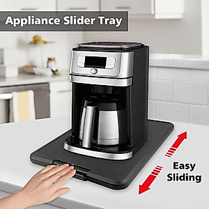 Appliance Caddy Sliding Tray with Smooth Rolling Wheels & Non-slip Pad, 16 Inch Pull Out Slider Tray for Coffee Maker, Blender, Air Fryer, Toaster, Aid Mixer, Kitchen Appliance