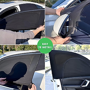 Kewucn 2PCS Car Window Shade, 23.6"×20" Zipper Breathable Mesh Side Window Sun Shades Covers, Glare and UV Rays Protection for Baby, Auto Camping Privacy Sun Protector Fits Most Cars (Rear Window)