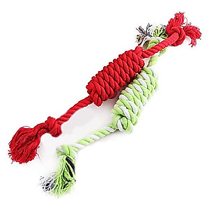 shlutesoy Pet Chew Toys,Handmade Bow Puppy Dog Pet Toy Cotton Braided Bone Chew Knot Rope