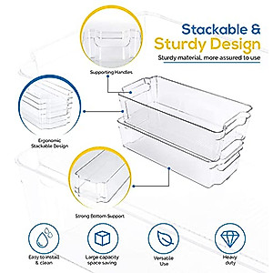 Utopia Home Value Pack of 6 Pc (5 Drawers, 1 Egg Holding Tray) and 8 Pc Pantry Organizers (4 Large, 4 Small Drawers)- Plastic Organizers for Freezers