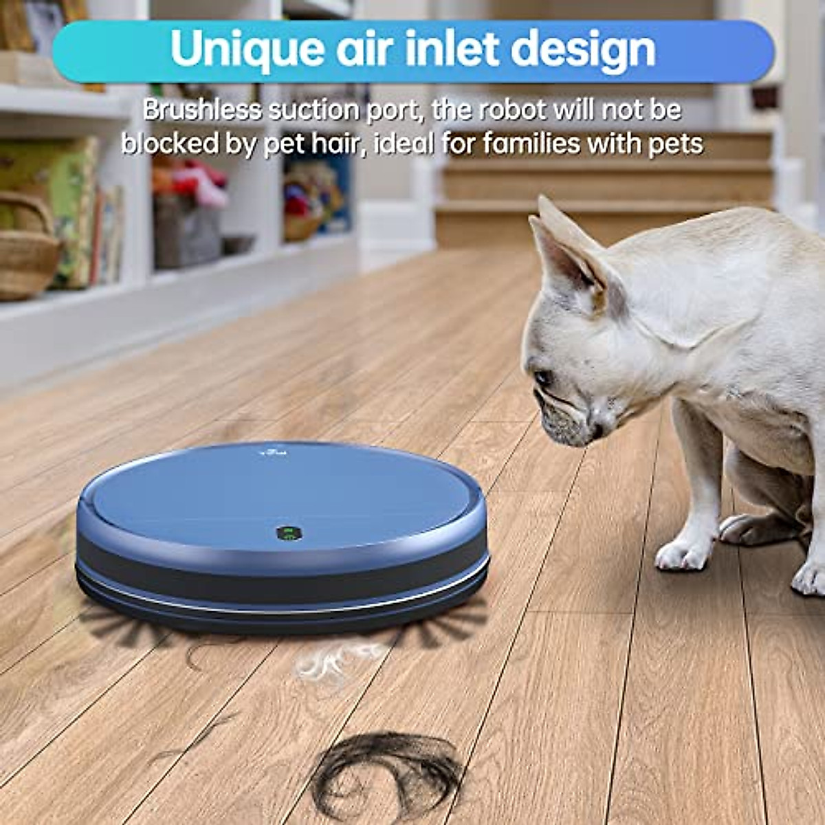 ZCWA Robot Vacuum Cleaner, Robotic Vacuum and Mop Combo Compatible with Alexa/WiFi/App, Self-Charging, 230ML Water Tank for Pet Hair, Hard Floors and Low Pile Carpet (Blue)