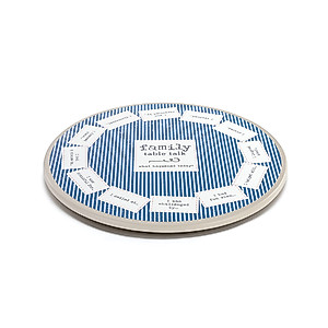 DEMDACO Family Table Top Blue Pin Stripe 18 inch MDF Lazy Susan Serving Tray