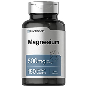 Horbäach Magnesium 500mg | 180 Caplets | Vegetarian, Non-GMO, and Gluten Free Supplement