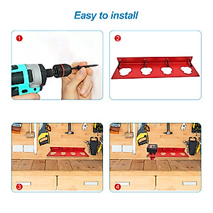 JEEJINYAN 2Pcs Battery Holder for Milwaukee M12 Battery, Storage Tools for Milwaukee Battery, Four as a Group Milwaukee Battery Holder, Red (Red)