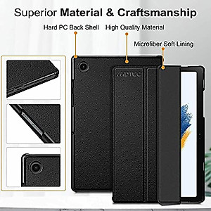 SAMSUNG 2022 Galaxy Tab A8 10.5” Inch 32 GB Wi-Fi Android 11 Touchscreen International Tablet Bundle – MDTec Hard Back Tri-Fold Stand Cover Case and 64GB microSD Card [Gray]