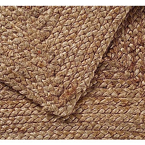 Jute Braided Natural Rug 2’X3' -Natural Linen Colour, Hand Woven & Reversible for Living Room Kitchen Entryway Rug, Jute Burlap Braided Rag Rug 24x36 inch, Farmhouse Rag Rug, Rustic Rug