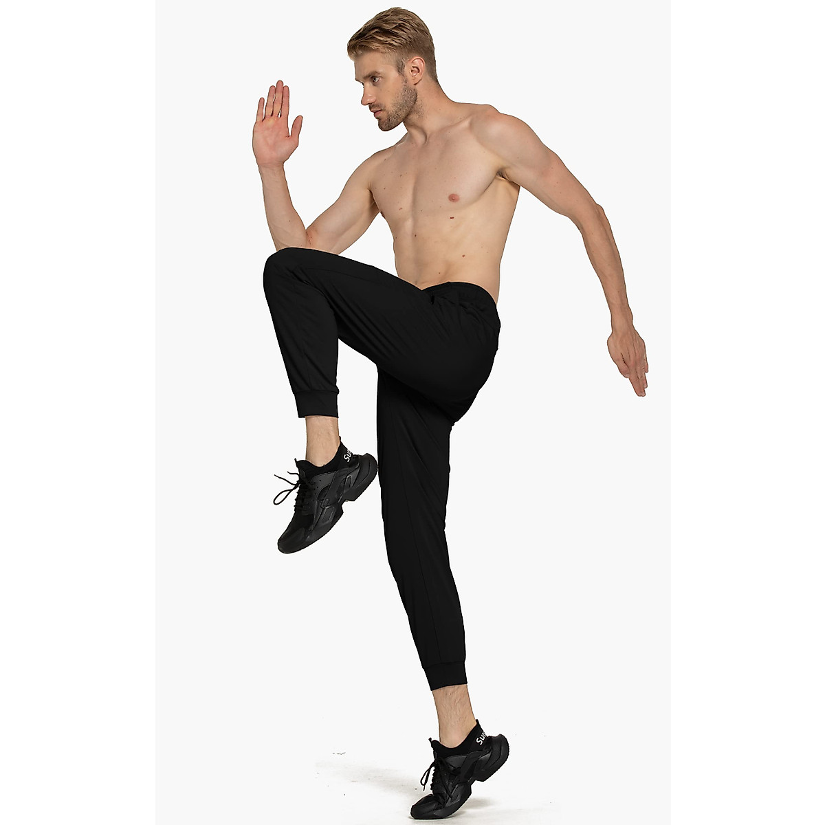 M MAROAUT Mens Joggers with Pockets Cargo Sweatpants for Men Elastic Waist Pants Track Athletic Running Gym Workout Pants Casual Black L