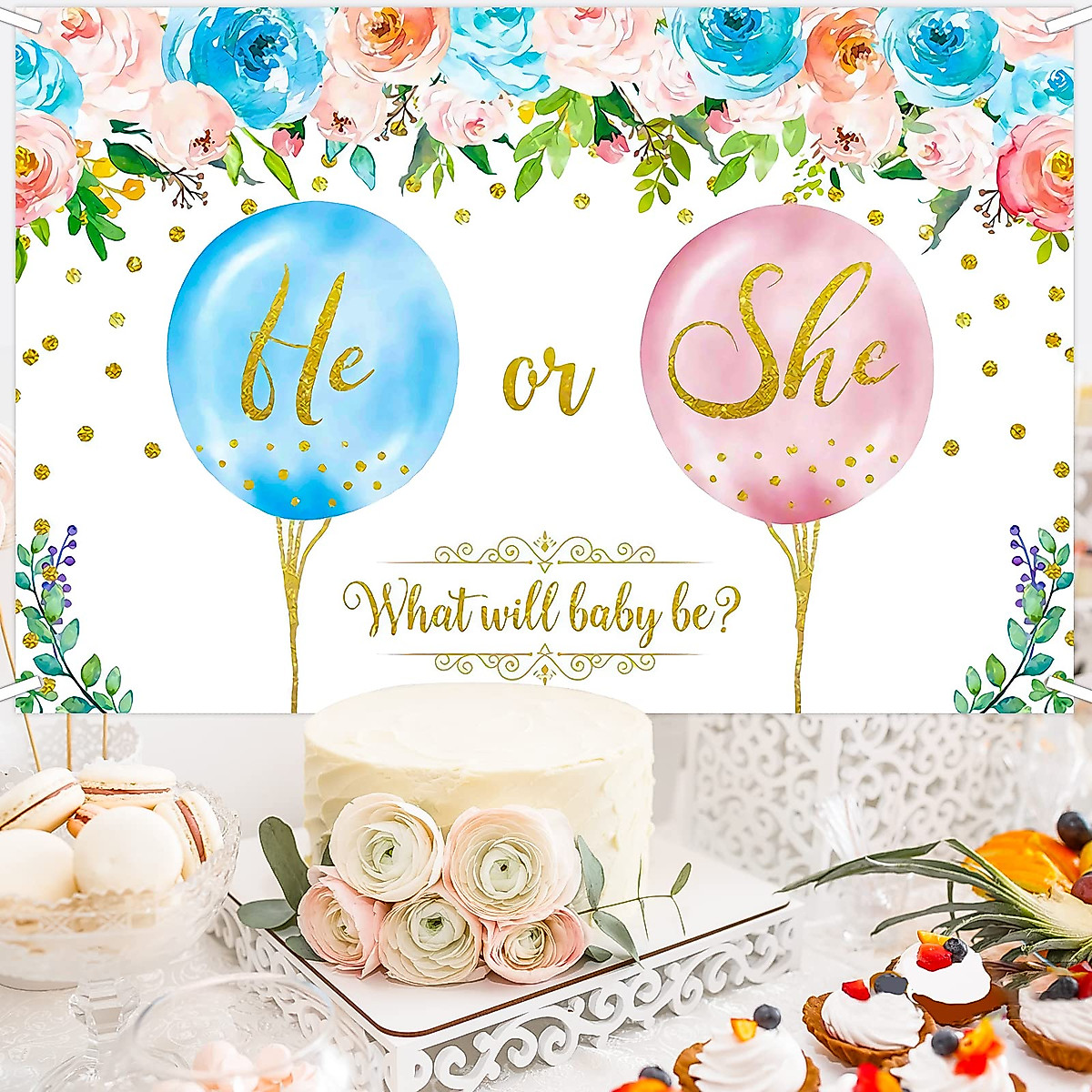 Gender Reveal Decorations Backdrop, Baby Gender Reveal Ideas, Party Supplies Banner Baby Shower Decorations Photography Background 70.8 x 47.2 inch