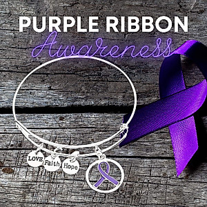 Infinity Collection Purple Ribbon Bracelet, Pancreatic Cancer Bracelet, Purple Ribbon Awareness Bracelet, Gift for Women