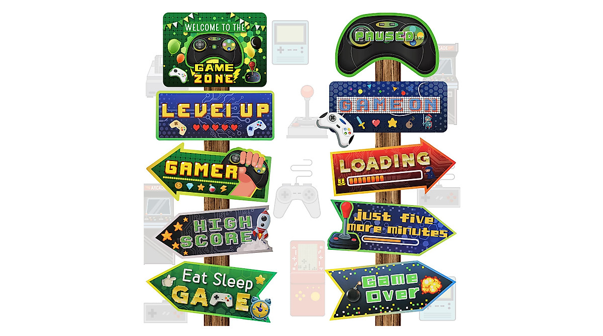 20 Pieces Video Game Party Sign Game Party Themed Directional Signs ...