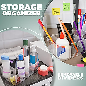 Utopia Home (3 Pack) Tea Bag Organizer - Stackable Tea Bag Storage Organizer with Clear Top Lid- Tea bag holder For Counter tops, Kitchen Cabinets, Pantry, Sweeteners (Clear)