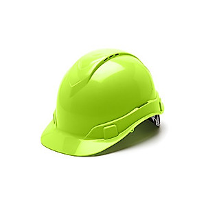 Pyramex HP44131V Ridgeline Cap Style Hard Hat with 4-Point Vented Ratchet, Hi-Vis Green by Pyramex Safety