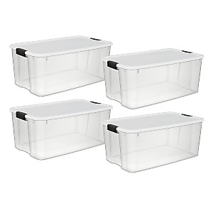 Sterilite 116 Qt and 18 Qt Ultra Latch Boxes, Stackable Storage Bins with Lids (4-Pack and 6-Pack)