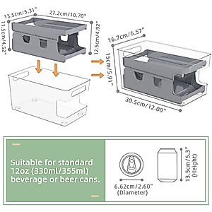 UDEAR Stackable Soda Can Dispenser Rolling Pop Cans Organizer for Refrigerator Fridge Storage for 8 Drink Cans,Grey