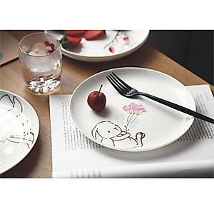 XinHuiGY Bunny Rabbit Ceramic plates,Dishes for Dessert Food Server dishes,8inch cute Dessert Cake Plate Set of 2, Tableware Crafts for Easter day,Wedding,mother's day