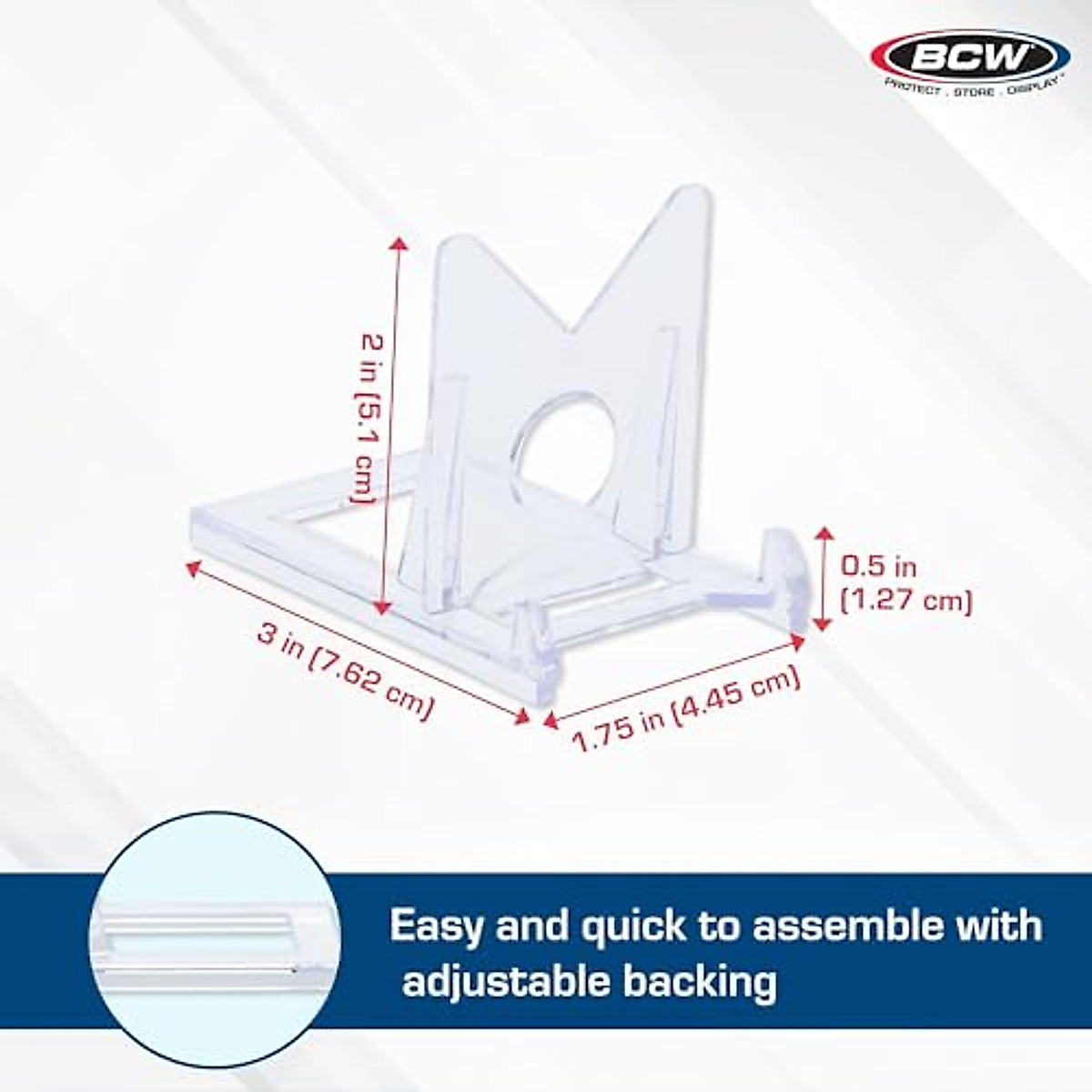 BCW 2-Piece Card Display Stands - 20 ct | Showcase Top Loaders, Magnetics, Screwdowns |Trading Card Display| Card Display Stand | Card Stand | Semi Rigid Card Holder Stand | Clear Plastic Stand