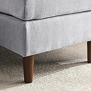 80” Convertible Sectional Sofa Couch, 3 Seats L-Shape Sofa with Removable Cushions and Pocket, Rubber Wood Legs (Light Grey Chenille)