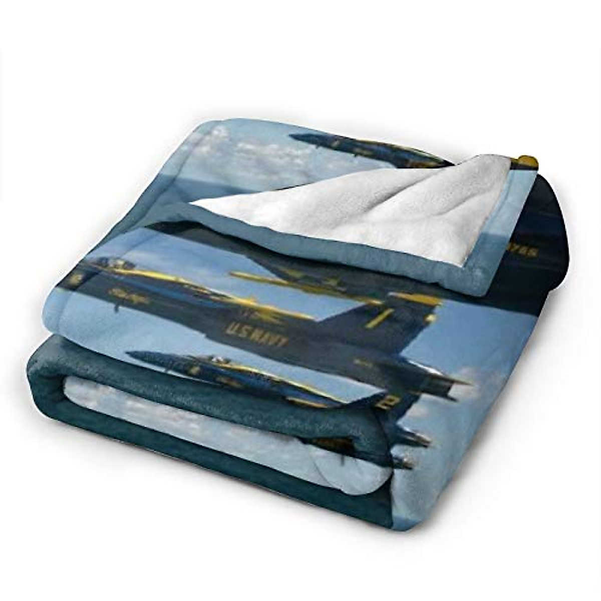 Minalo Personalized Custom Throw Blanket,Blue Angels Airplane Aircraft,Soft Comfortable Plush Blanket for Sofa Bedroom Travel Fluffy Blanket 40"X50"