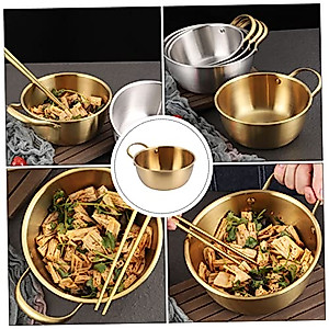 Tofficu 1pc Stainless Steel Instant Noodle Bowl Hot Pot Korean Noodle Pot Japanese Pot Noodles Pan with Lid Hot Pot Cooker Mini Cooking Utensils Kitchen Gadget Useful Soup Pot