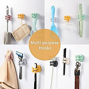 HANLIAN Adhesive Silicone Stick on Hooks, Multi-purpose Damage Free Hanging Hooks, Razor Holder for Shower Wall, Shower Hooks for Loofah Waterproof, Wide Use for Kitchen Bathroom Home Office (Style B)