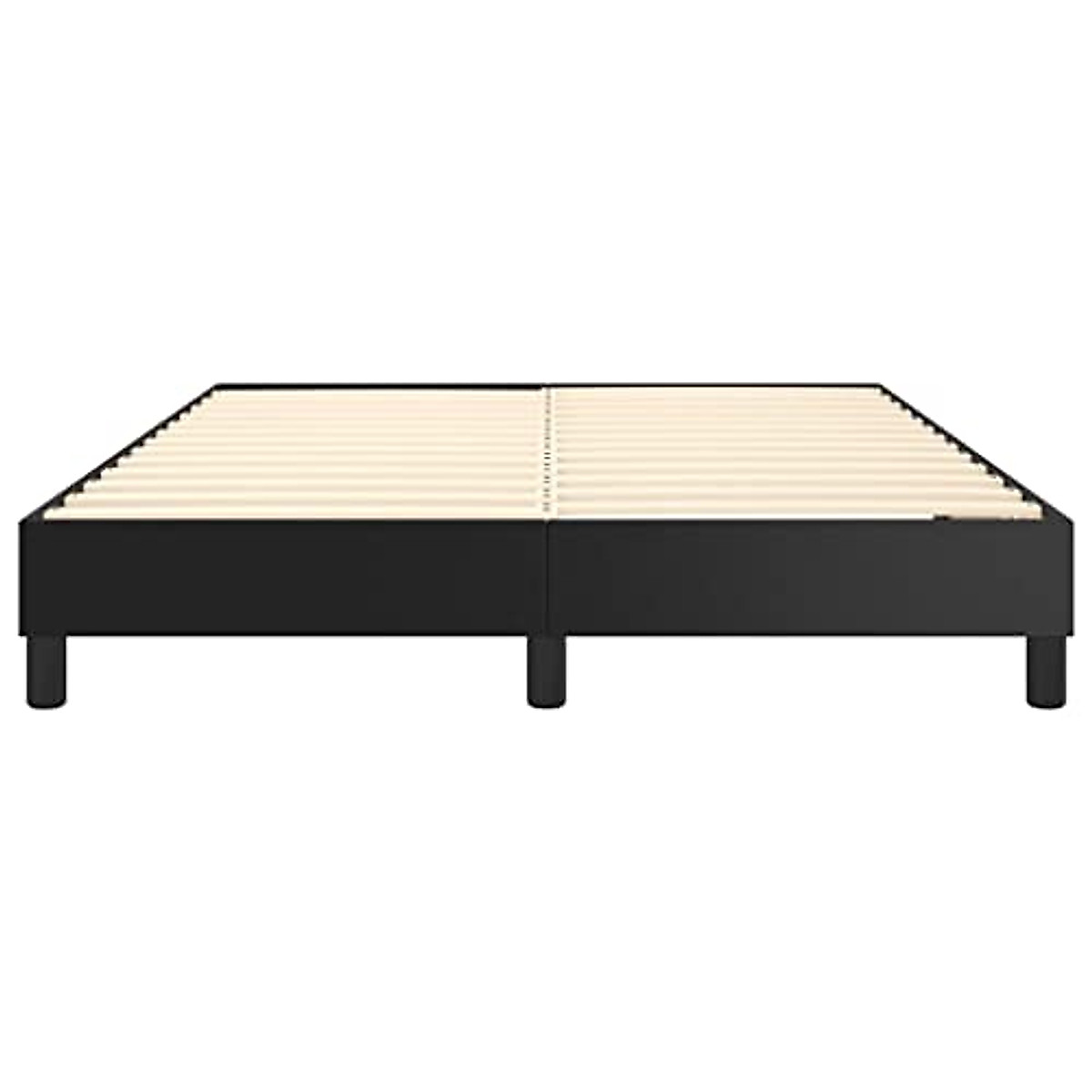 vidaXL Box Spring Bed Frame Home Indoor Bedroom Bed Accessory Wooden Upholstered Double Bed Base Furniture Black 59.8"x79.9" Queen Faux Leather